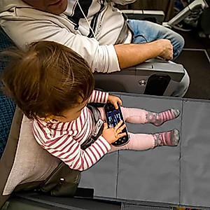 Toddler Airplane Travel Bed, Airplane Seat Extender for Kids, Anti-Slip Design Kids Airplane Travel Essentials, Child Resting Foot Mats, Lightweight & Foldable (Grey-1pcs)