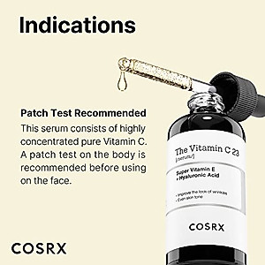 COSRX Pure Vitamin C 23% Serum with Vitamin E & Hyaluronic Acid, Brightening & Hydrating Facial Serum for Dark Spots, Fine Lines, Uneven Skin Tone, 0.67fl.oz/20ml, Animal Testing-Free, Korean Skincare