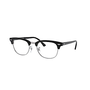 Ray-Ban RX5154 Clubmaster Square Prescription Eyeglass Frames, Black/Demo Lens, 51 mm