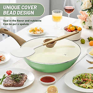 Nonstick Deep Frying Pan with Lid 10 Inch Non Stick Skillet Pan,Nonstick Saute Pan with Lid, Omelet Pans Nonstick Frying Pan Skillet with Healthy Ceramic Coating Induction Compatible,PFOA & PTFE Free