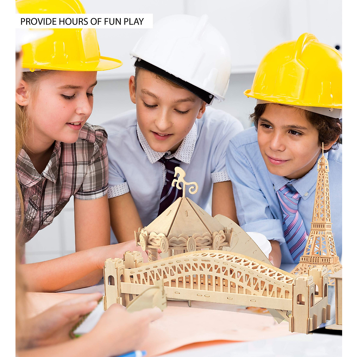 Puzzled Sydney Bridge 3D Wooden Puzzle Model Kit - Fun and Education Wooden Building Kits for Kids, DIY Wooden Puzzle Toy Bridge Model Construction Kit, Cool Architecture Gifts for Kids - 55 Pieces