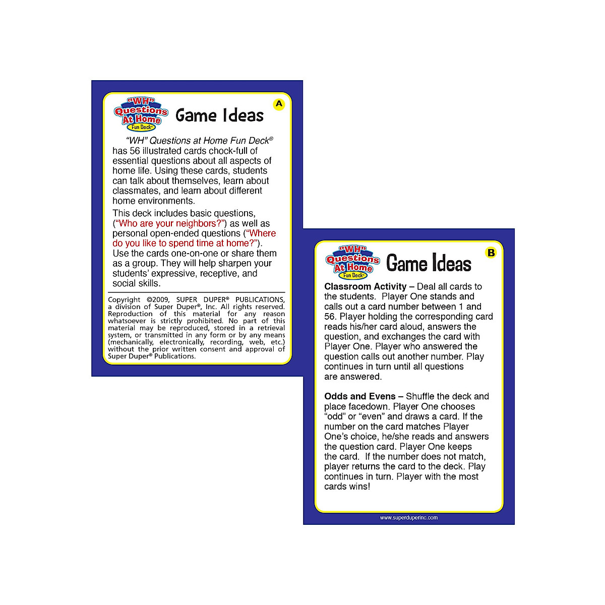 Super Duper Publications | WH Questions at Home Fun Deck | Communication and Social Skills Flash Cards | Educational Learning Products for Children