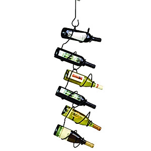 Oenophilia Climbing Tendril Hanging Wine Rack - 6 Bottle, Metal, Ceiling or Wall Mounted Wine Rack Connector Designs for Premium Wine Storage