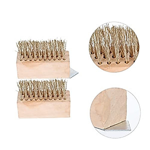 Yardenfun 2pcs Wire Weeding Brush Tile Tools Cleaning Brushes Tile Scrubber Carpet Cleaning Brush Floor Scrub Brush Garden Wire Brush Wooden Handle Brush Weeding Brush Garden Cleaning Supply