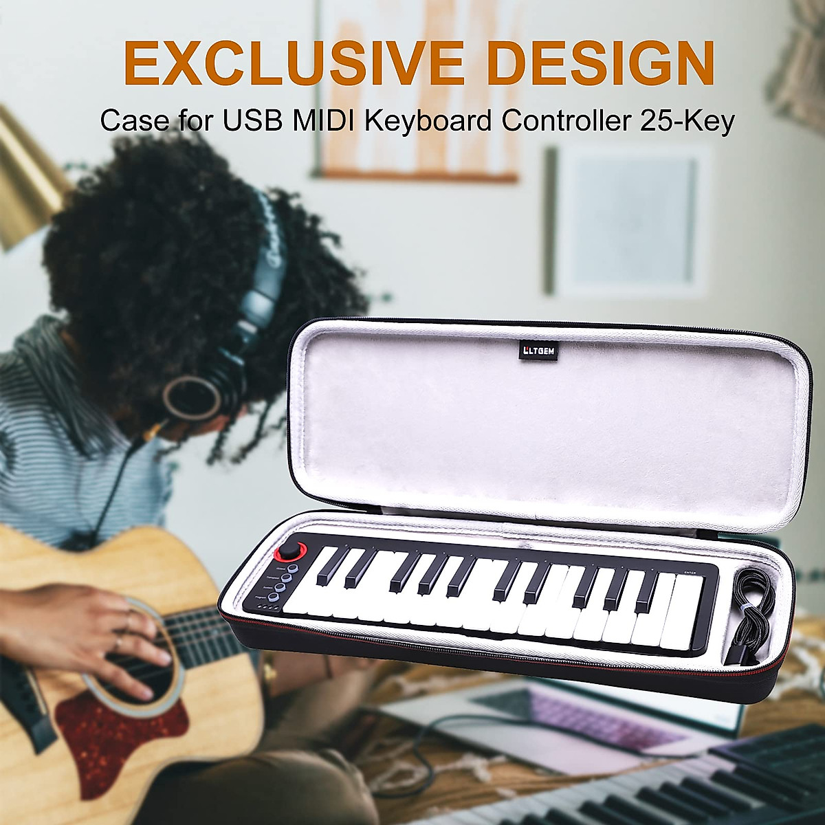 LTGEM Hard Case for Donner N-25 25 Key & Hercules DJ DJControl Starlight | Pocket MIDI Controller - Travel Carrying Storage Bag