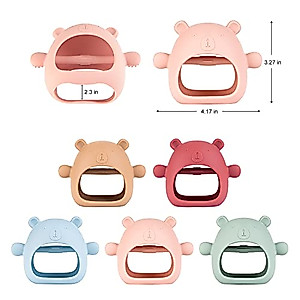 2 Pack Baby Teething Toy for 3+ Months, 2022 New Never Drop Teether Toys, BPA Free Dust-Proof Silicone Hand Pacifier Baby Chew Toys Car Seat Toy for Sucking Needs Soothe Teething Gums for Girls Boys