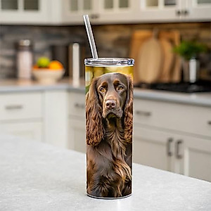 Field Spaniel Dog Photo Skinny Tumbler 20oz with Straw Insulated Water Bottle Gift