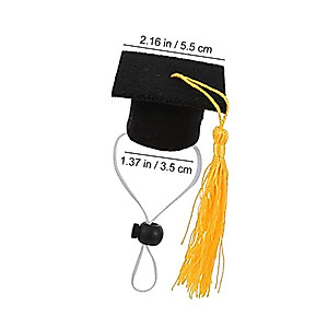 Mipcase 4pcs Bearded Kitten Graduate Photo Hamsters Props Birds Accessories Costume Hedgehogs Pets Hat Mini Guinea Adjustable Pigs Hats Turtles Tassel Dragons Grade Dress Pet Holiday