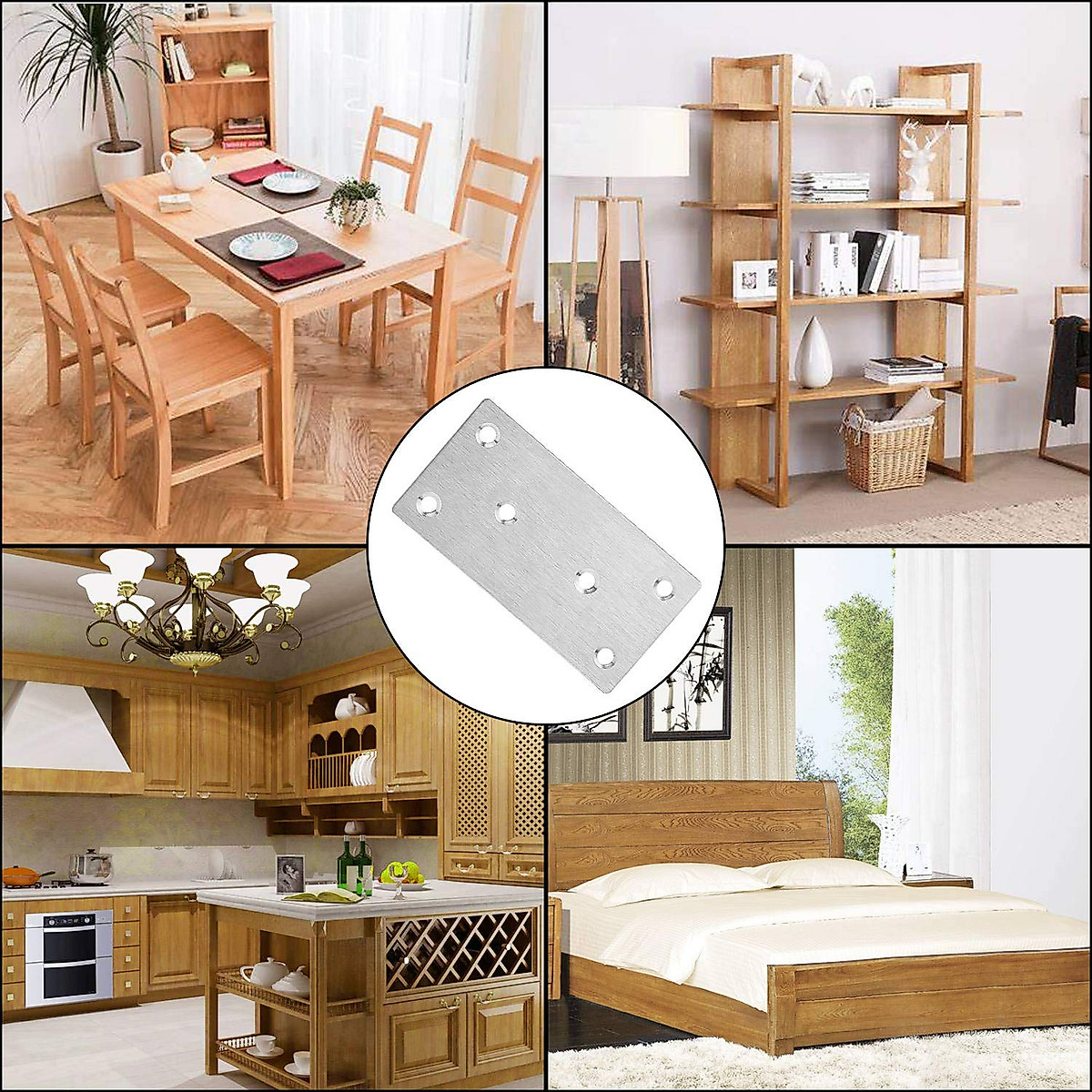 22 PCS Sliver Mending Bracket Plate, Stainless Steel 50MM X 100MM X 2MM Heavy Duty Flat Corner Brace for Wood, Metal Straight Fixing Joining Shelf Support Corner for Shelves, Furniture and Cabinet