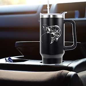 BBsoft Fishing Gifts for Men 40 OZ Tumbler Cup Fathers Day Birthday Christmas Dad Gifts Fishing Coffee Mug with Handle