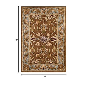 SAFAVIEH Heritage Collection Accent Rug - 2'3" x 4', Brown & Blue, Handmade Traditional Oriental Wool, Ideal for High Traffic Areas in Entryway, Living Room, Bedroom (HG812A)