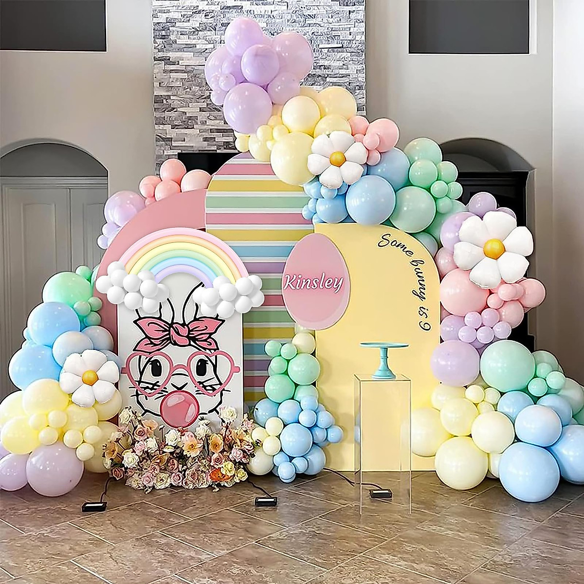 Pastel Balloon Arch Kit Pastel Party Decorations With Daisy Balloons,Pastel Balloons And Pastel Long Balloons Rainbow Balloons Arch Kit Baby Shower Balloon Arch For Birthday Gender Reveal Decoration