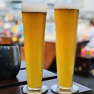 TOPZEA 4 Pack Tall Beer Glass, 13.5oz Bar Cocktail Glasses Old Fashioned Pilsner Craft Beer Mug, Footed Sundae Cup Beverage Glasses for Tropical Drinks, Parfait, Milkshake, Juice, Soda