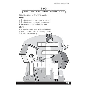 School Zone - My First Crosswords Workbook - Ages 6 to 8, 1st to 2nd Grade, Activity Pad, Word Puzzles, Word Search, Vocabulary, Spelling, and More (School Zone Little Busy Book™ Series)