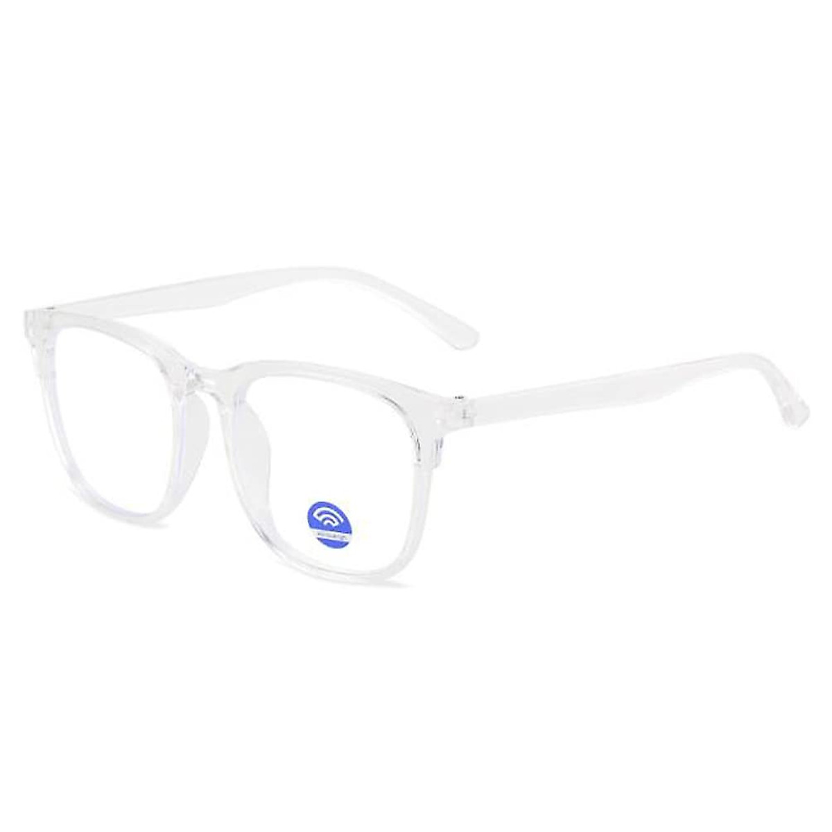 Weloveushop Large Frame Anti-Blue Light Glasses Transparent Watch Mobile Phone Computer Goggles Flat Mirror (Transparent Frame)