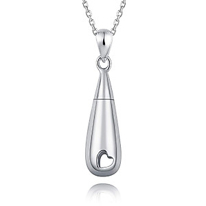925 Sterling Silver Urn Pendant Necklace Teardrop Cremation Jewelry for Ashes Memorial Keepsake for Women