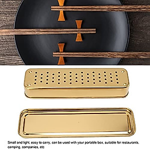 Cutlery Tray, Food Grade Intelligent Drainage Lightweight Kitchen Chopstick Storage Box Practical with Lid for Restaur(Gold)