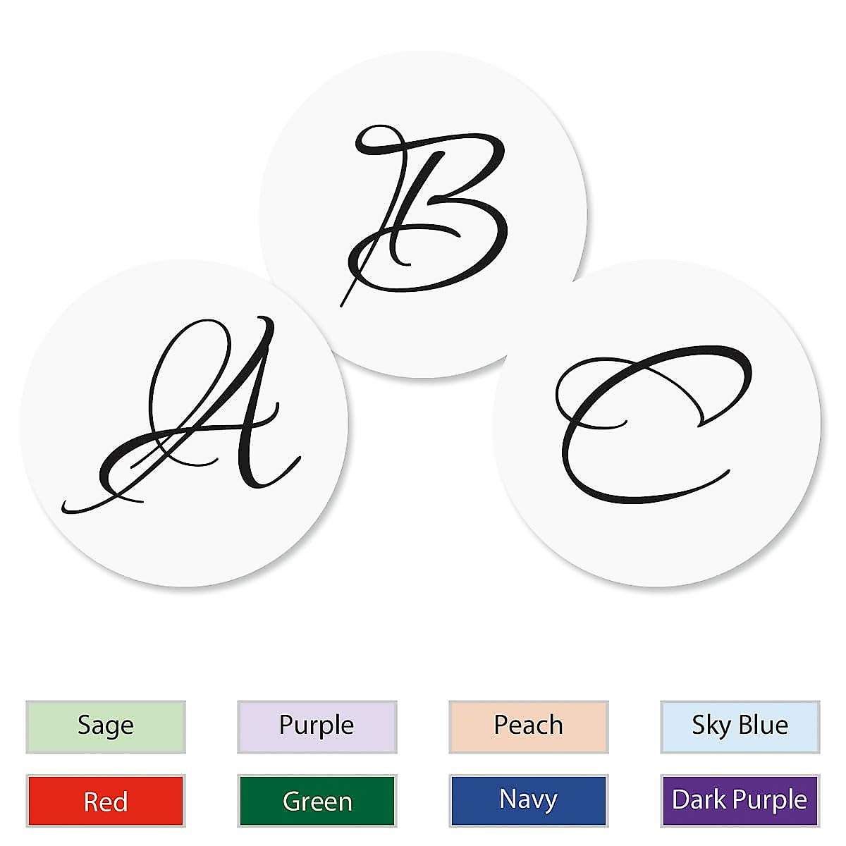 Current Personalized Brush Initial Envelope Seals- Set of 144, 1-1/2 Inch Round Stationery Stickers, Self-Stick, Choose Red, Green, Black or Purple Monogram