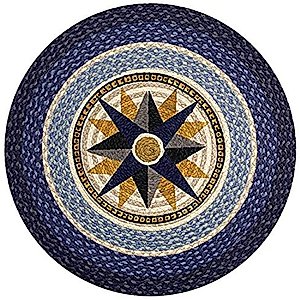 Earth Rugs Round Rug, 27", Dark Blue/Light Blue/Crème,66-350C