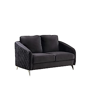 Lilola Home Sofia Black Velvet Modern Chic Loveseat Couch