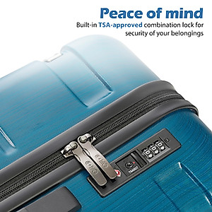 Coolife Luggage Expandable(only 28") Suitcase PC+ABS Spinner Built-In TSA lock 20in 24in 28in Carry on (Teal., S(20in_carry on))