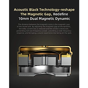 KZ ZSN PRO X Dual Driver Earbuds Headphone, HiFi Stereo Sound Earphone with Balanced Armature and Dynamic Driver Ergonomic Comfortable Headset (Golden with Microphone)……