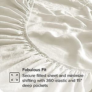 Bare Home Full Sheet Set - Luxury 100% Linen Full Bed Sheets - Deep Pockets - Easy Fit - 4 Piece Set - Bedding Sheets & Pillowcases (Full, Soft White)