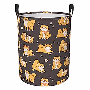 FeHuew Cute Dogs Shiba Inu Collapsible Laundry Basket with Handle Waterproof Fabric Hamper Laundry Storage Baskets Organizer Large Bins for Dirty Clothes,toys,Bathroom