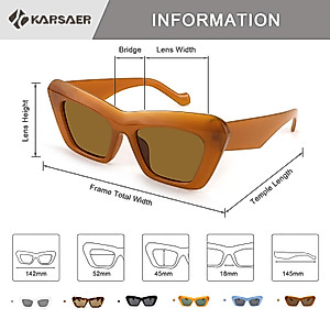 Karsaer Vision Retro Vintage Cateye Square Sunglasses Plastic Frame 90s sunglasses Stylish Classic 70s Eyewear (Amber C6)