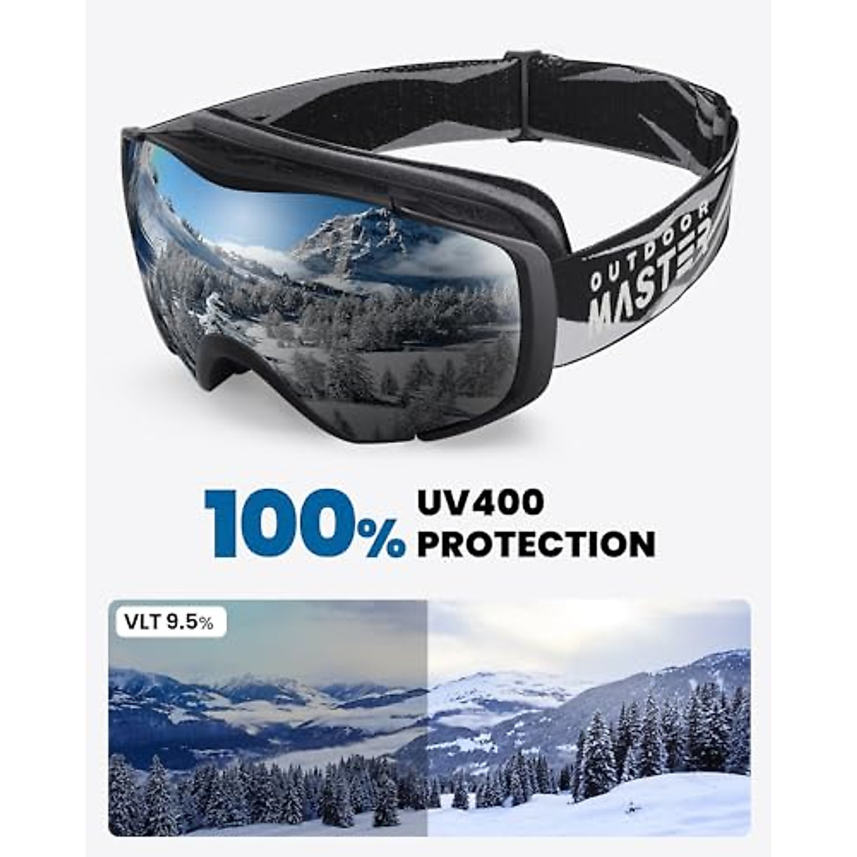 OutdoorMaster Ski Goggles with Cover Snowboard Snow Goggles OTG Anti-Fog for Youth Teenager