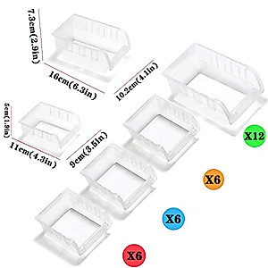 RIVTUN Transparent Garage Organizer Bins, 30PCS Wall Mounted Storage Small Parts Bins With White Pegboard to Store Nuts,Bolts, Screws, Nails