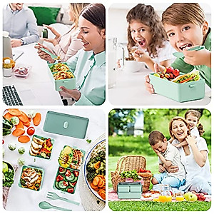 Housmile Bento Box Adult Lunch Box, Stackable Bento Lunch Box Container with Accessories, Built-in Utensil Set, Bento Box Kit with Bag, BPA-Free, Microwave Safe, Leak-Proof Lunchbox for Work, Picnic