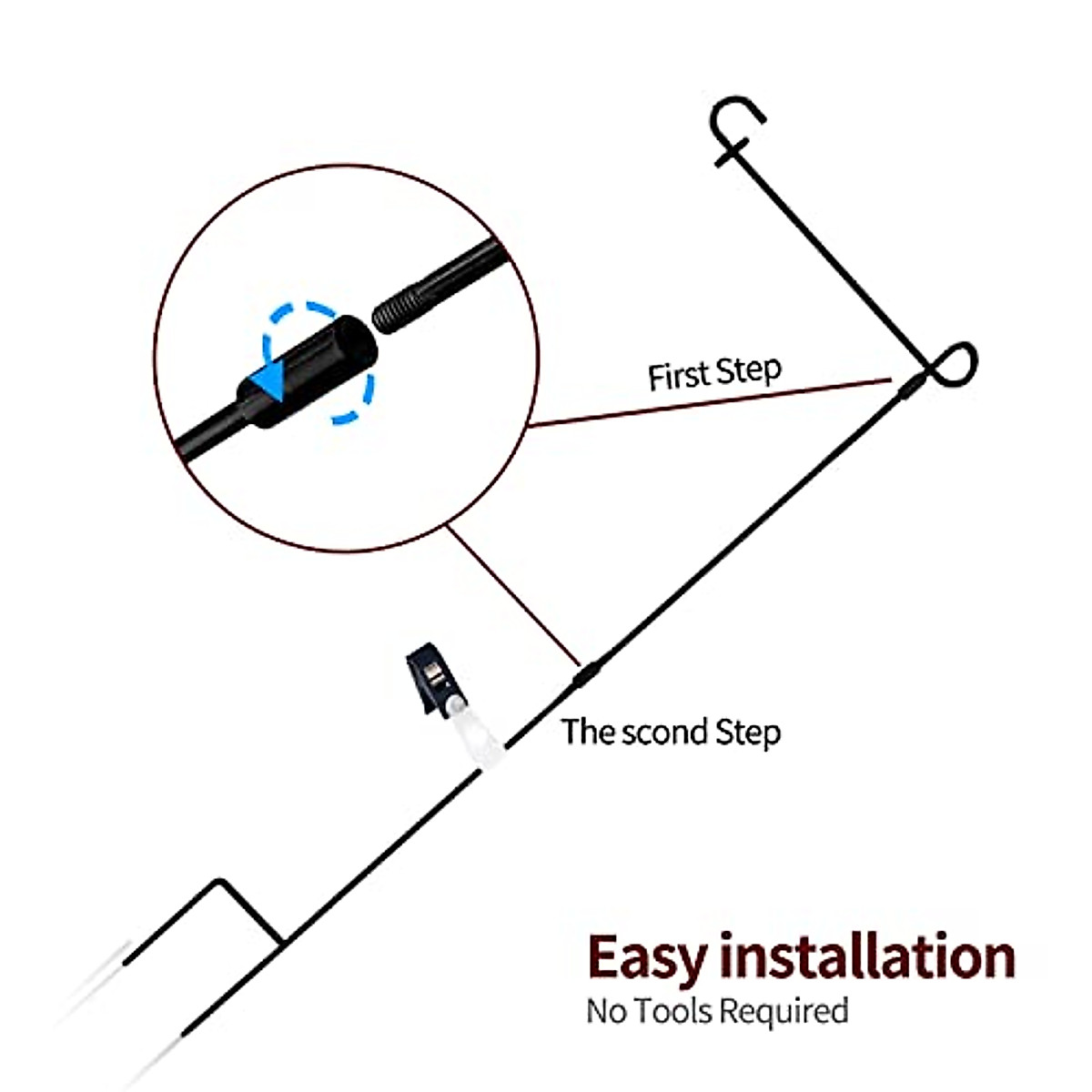 ANLEY Garden Flag Stand - Upgraded Version Reinforced Wrought Iron Garden Flag Pole Holder - Weather Resistant & Easy Assemble & Black Matte Coating - FREE Flag Stopper & Alligator Clip - H37" x W14"