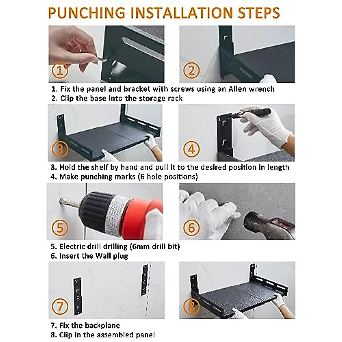 LEMYEF Stainless Steel Adjustable Wall Shelf or Household Grade Wall Mount Microwave Oven Shelf with Fixing Kit, Commercial Storage Rack, countertop Multifunctional Storage Rack (13-26 Black)