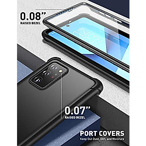 Clayco Forza Series Case for Samsung Galaxy Note 20 Ultra, Built-in Screen Protector Compatible with Fingerprint ID, Full-Body Rugged Cover, 6.9 inch, 2020 Release (Black)