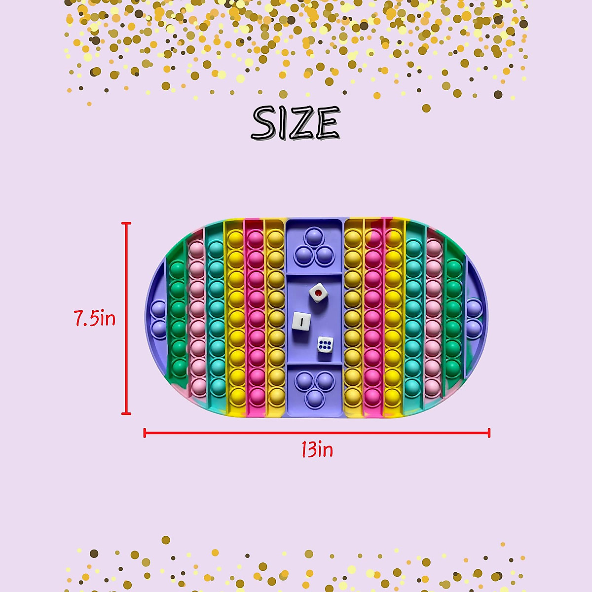 DOROTHY`S ATTIC Pop Fidget Game with dice, Big Bubble Pop Board with Three Math Dices, Math Games for Addition Subtraction Multiplication Division, Sensory Toys for Parent-Child time.