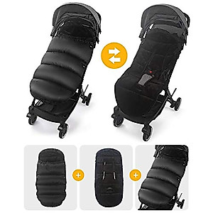 CarlsonBaby Stroller Winter Sleeping Bag- Universal for All Strollers, Footmuff, Waterproof, Windproof (Black)