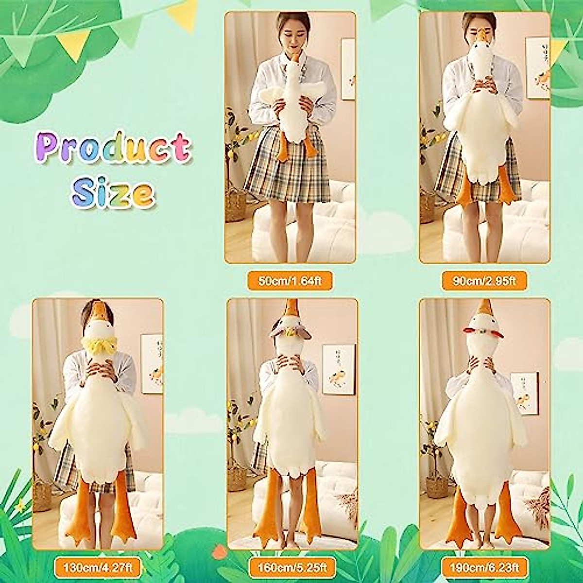 CottonStar Goose Stuffed Animal 20 Inch Cute Duck Plush Toy, Goose Plush Soft Swan Hugging Pillow, Gift for Kids and Friends, White