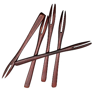 5 Pack Wooden Forks for eating Desserts, Chips, Snacks, Cereal, Salad, Fruit, Eco-friendly Japanese Wood Salad Dinner Fork Tableware Dinnerware for Kids Adult