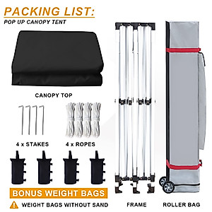 HLong 10x20FT Pop Up Canopy Tent Outdoor Heavy Duty Commercial Instant Sun Shelter, Black