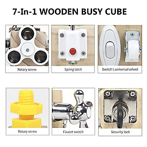 Fidget Toy Busy Cube for Kids,Montessori Toys for Toddlers, Wooden Sensory Toys Gifts for 3-8 Year Old Boys & Girls, Preschool Learning Activities Busy Board for Toddlers Educational Travel Toys