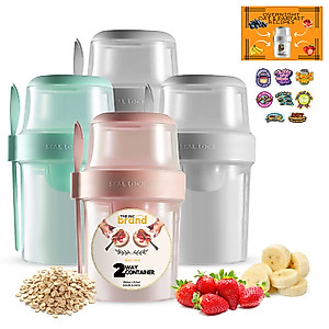 The INC Brand Yogurt Parfait Cups With Lids, Reusable Yogurt Containers With Spoons, Overnight Oats Containers With Lids, Set Of 4 Crunch Cups To Go, 4 Colors