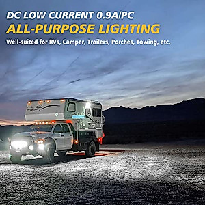 E RV LED Exterior Lights, 12V RV Porch Awning Light RVs Led Scene Lighting Fixture Replacement Kits for Trailers Campers Travel Towing Utility Vehicles