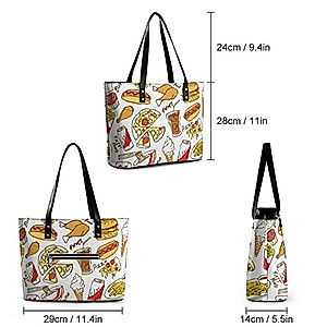 Womens Handbag Fast Food Pattern Leather Tote Bag Top Handle Satchel Bags For Lady