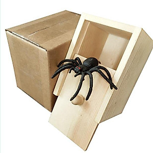PARNIXS Rubber Spider Prank Box，Handcrafted Wooden Surprise Box Prank, Spider Money Surprise in a Box,Pranks Stuff Toys for Adults and Kids [Upgraded Version]