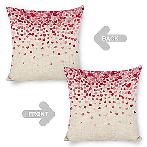 Flying Heart Romantic Throw Pillow Covers 18×18 Pillowcases Set of 2 Valentine's Day Linen Decorative Square Pillow Case Cushion Covers Standard Size for Sofa Couch Outdoor Bed Pillow Protectors