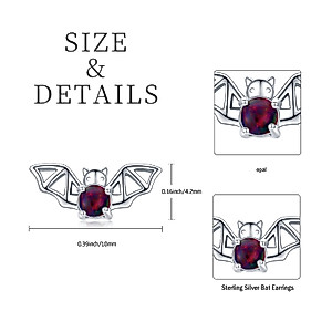 Midir&Etain Bat Earrings 925 Sterling Silver Gothic Stud Earrings Opal Earrings Christmas Gifts Bat Jewelry for Women