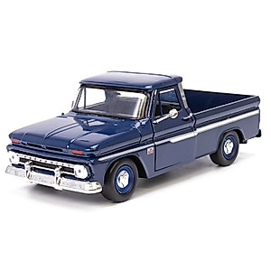 Motor Max 1966 Chevy C10 Fleetside Pickup Truck, Dark Blue - Motormax 73355 - 1/24 Scale Diecast Model Toy Car