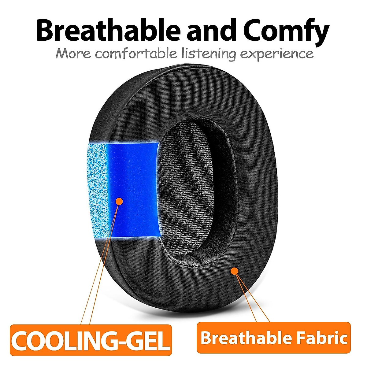 WH 1000XM5 Earpads for WH-1000XM5 (WH1000XM5) by TRANSTEK, Replacement Ear Pads Cushions with High-Density Noise Isolation Foam, Added Thickness-Cooling Gel Fabric