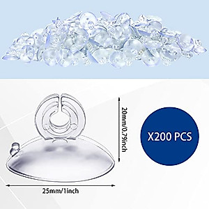 Skyley Christmas Light Holders Mini Suction, Hang Clips Cup Shower Hooks Outdoor Seasonal Lighting for Window Glass Home Kitchen Bathroom (200 Pcs), Clear